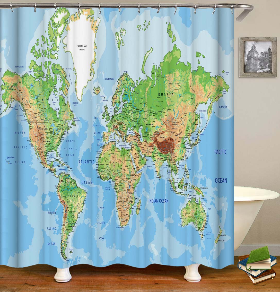 World map shower curtain Collection | Shower of Curtains