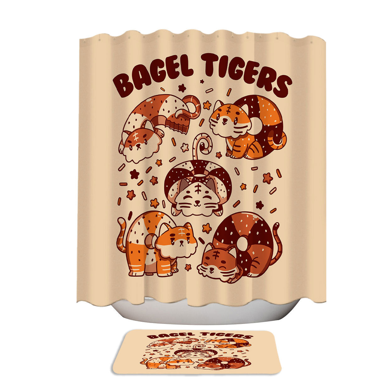 Funny Animals Breakfast Bagel Tigers Shower Curtain – Shower of Curtains